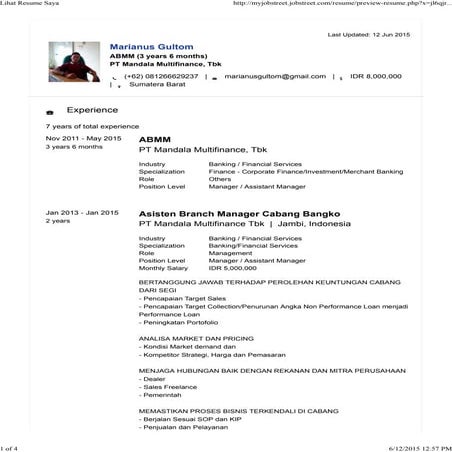 Curriculum Vitae (Terbaru) | PDF