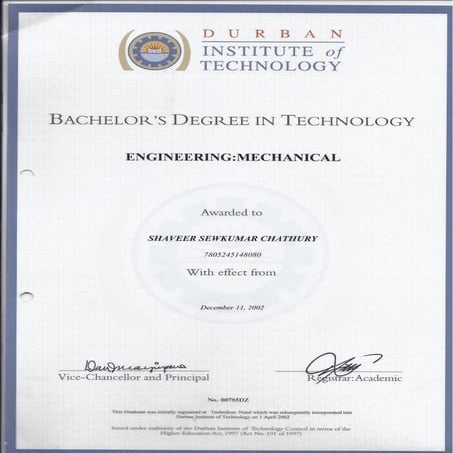 B-tech Certificate | PDF