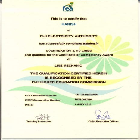 line mechanic certificate | PDF