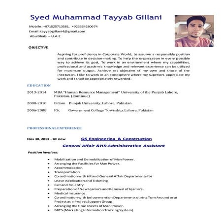 Tayyab cv | DOCX
