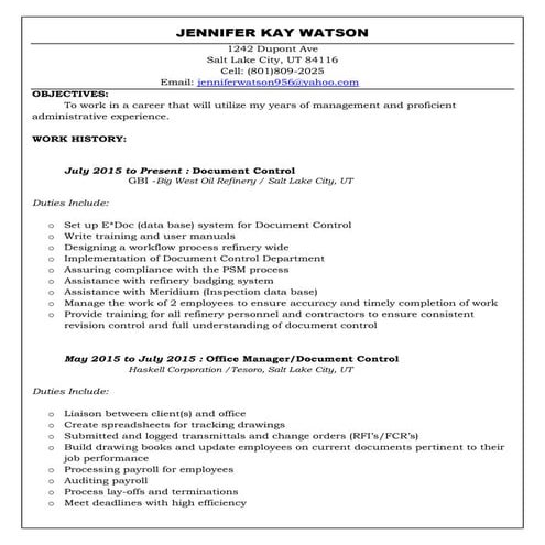 Jennifer Resume | PDF