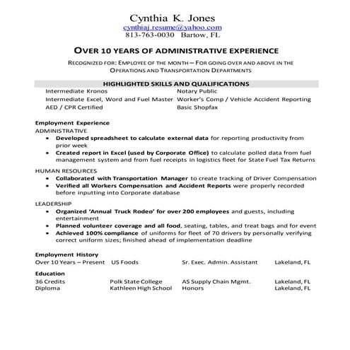Cynthia Jones Resume | DOCX