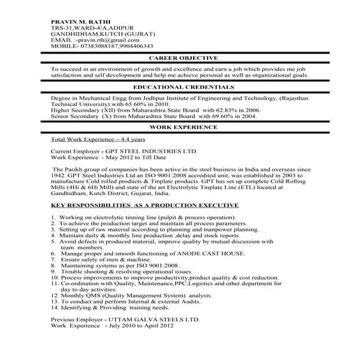 PRAVIN RATHI RESUME (1) | PDF