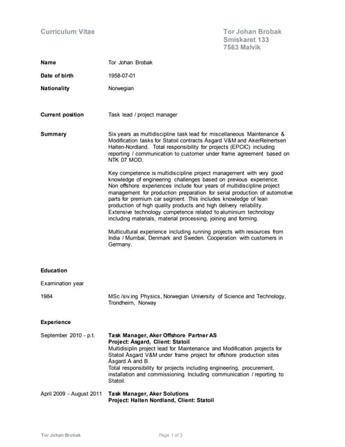 CV_Bjoern_Schoeneberger | DOCX | Civil Engineering Industry | Industries