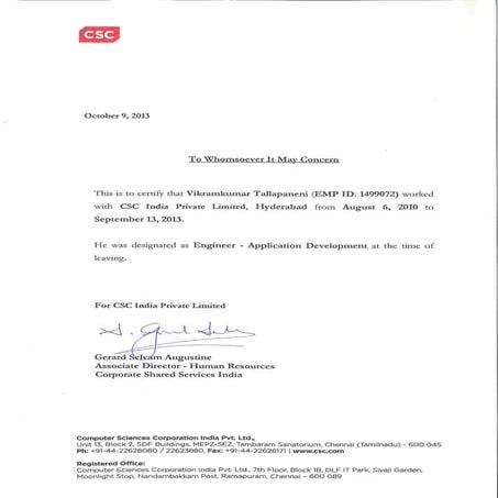 CSC_ExperienceLetter | PDF