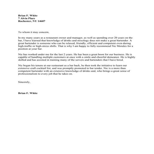 Nic Letter of Recommendation | PDF
