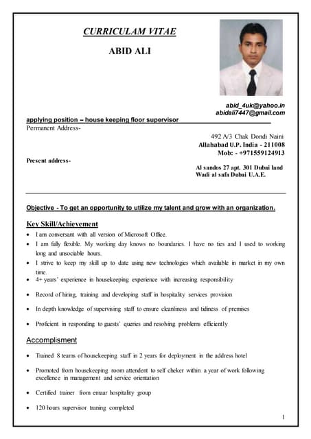 abid safety resume | DOC | Business Administration | Business