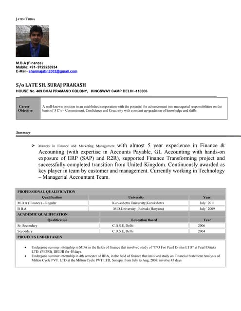 resume of chaitra.xls | Business | Business and Finance