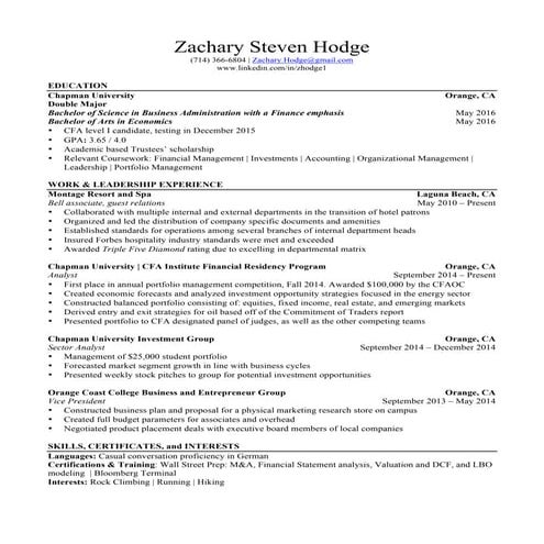 Financial Resume | PDF
