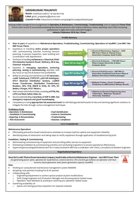RESUME_ ARULMANI-ELECTRICAL COMMISSIONING ENGINEER (1) | DOCX | Civil ...