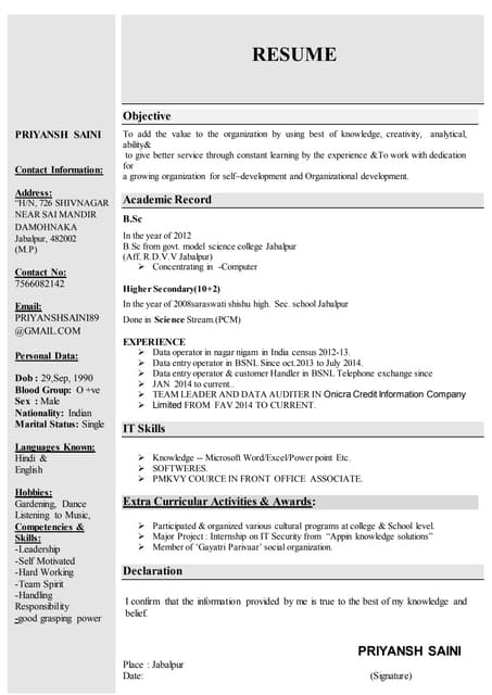Priyansh Resume Pdf