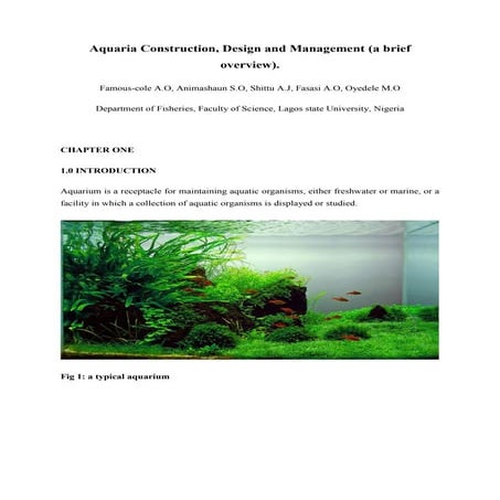 aquaria construction design and management ( a brief overview) Journal ...