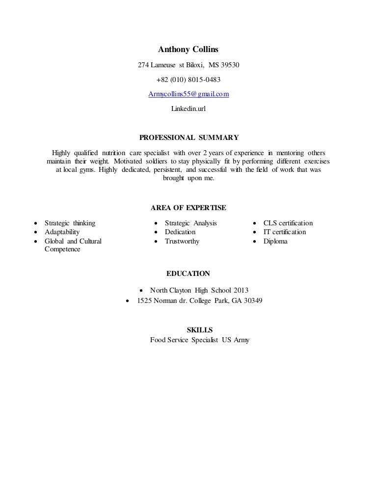 Anthony Collins resume