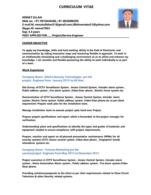 CV - ELV ENGINEER | PDF