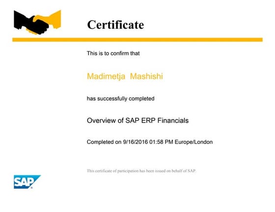 SAP B1 Certificate | PDF