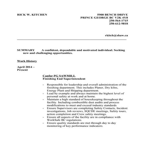 Rick Kitchen Resume | DOC