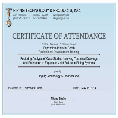 Piping Tech Certificate | PDF