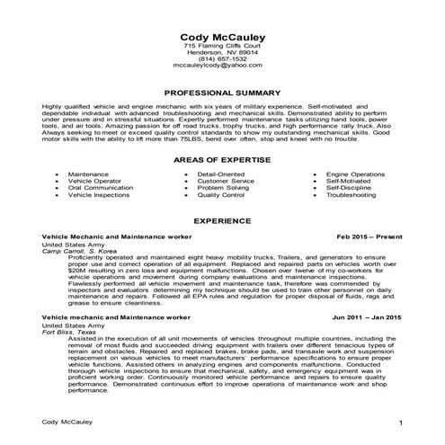 Automotive Resume | DOCX