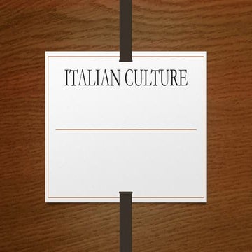 ITALIAN CULTURE | PPTX