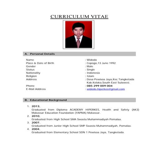 CV widodo english | PDF | Religion & Spirituality