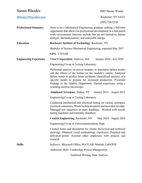 Amy Eslinger - Engineer Resume 2015 | PDF