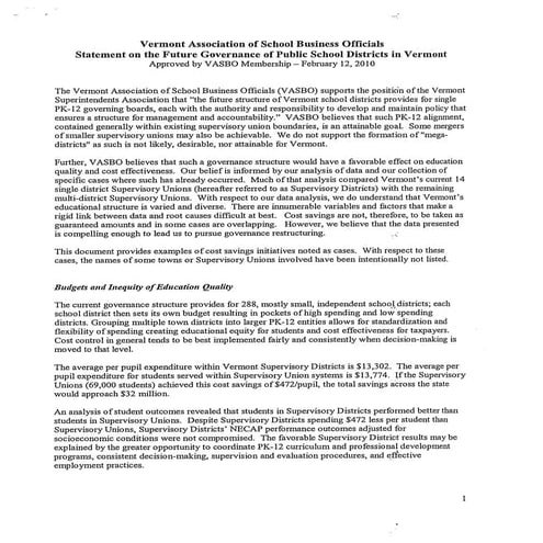 VASBO Governance White Paper 2010 | PDF