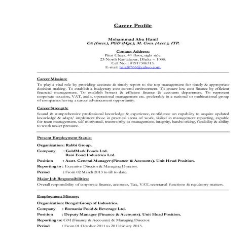 Hanif CV Detail | DOCX