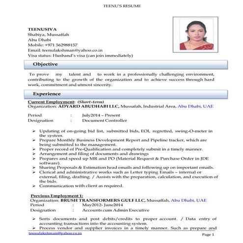 TEENU'S RESUME1 | PDF