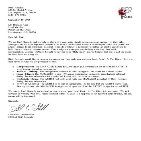 samplebusinessletter _riotrecords | PDF