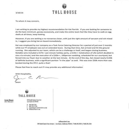 Toll House Letter | PDF