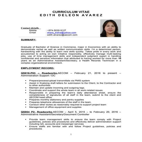 CV_Edith_30May2016 | PDF