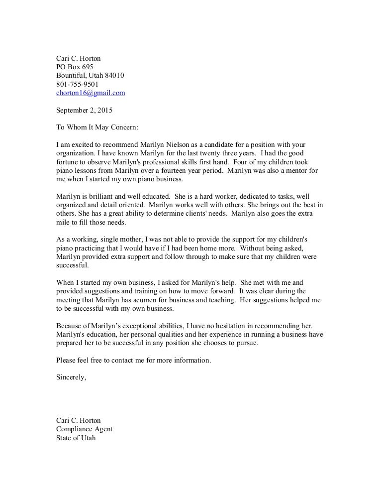 Letter of Recoomendation