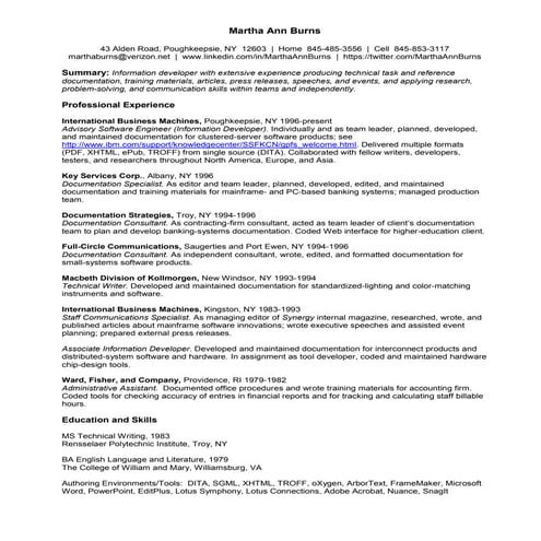 Martha Burns Resume | PDF