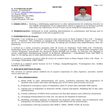 Satheesh Resume | DOC
