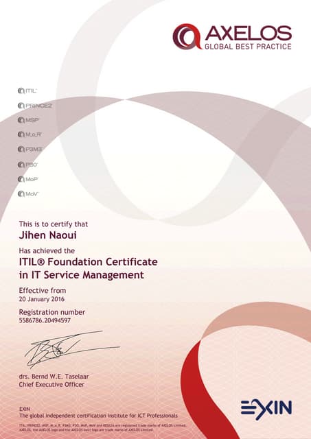 ITIL Foundation Certificate in IT Service Management | PDF