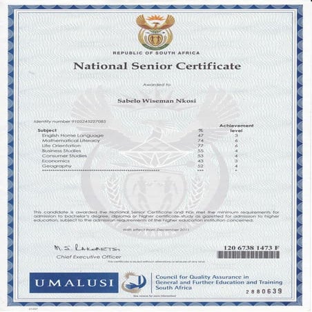 Matric Sabelo W Nkosi | PDF