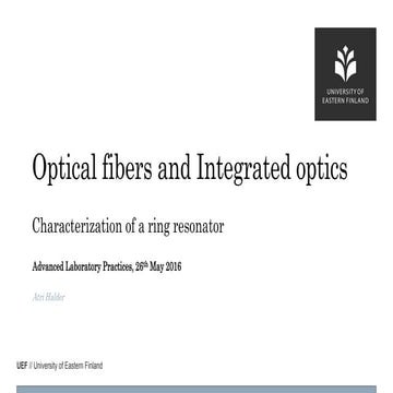 Optical fibers and Integrated optics | PPT