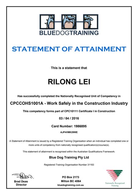 QUAL Certificate TAE40110 | PDF