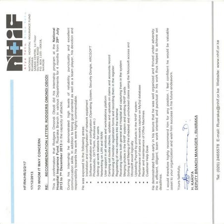 Recommendation NHIF | PDF