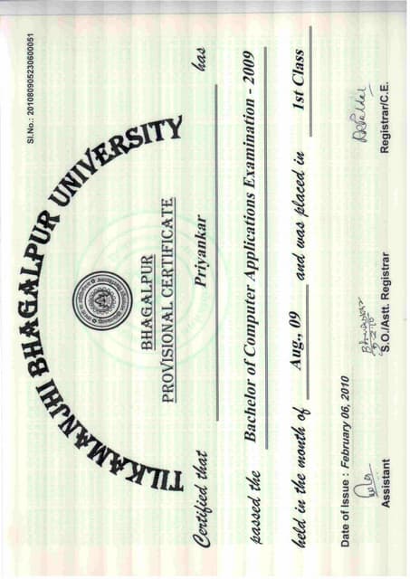 B.C.A. Marks Sheet | PDF