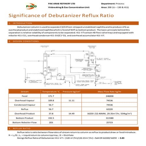 Significance of Debutanizer Reflux Ratio | PDF