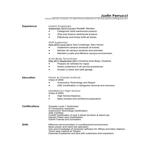 Justin resume Aug 2016 | RTF