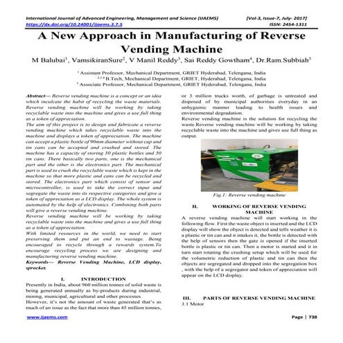A New Approach in Manufacturing of Reverse Vending Machine | PDF