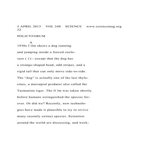 Essay On Extinct Animals | PDF