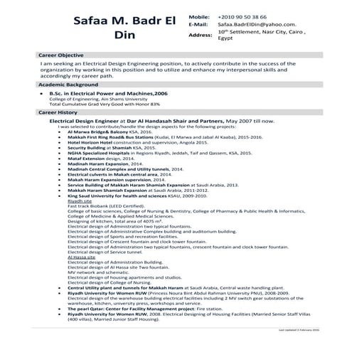 Safaa M Badr El-Din CV | PDF
