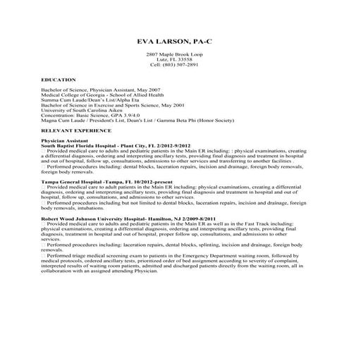 EVA LARSON CV 2015 | PDF