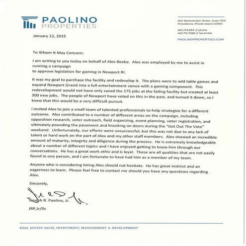 Letter of recommendation - Alex Beebe | PDF