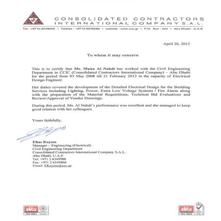 CCC experience certificate | PDF