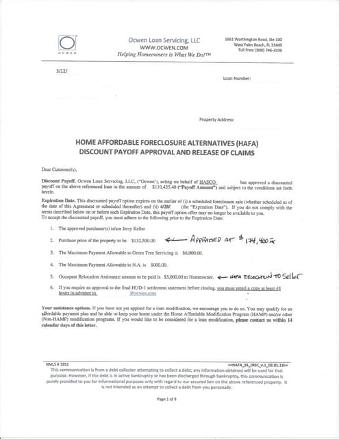 Chase Short Sale Approval Letter | PDF