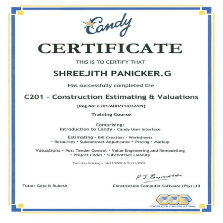 Estimation Certifcate Candy | PDF
